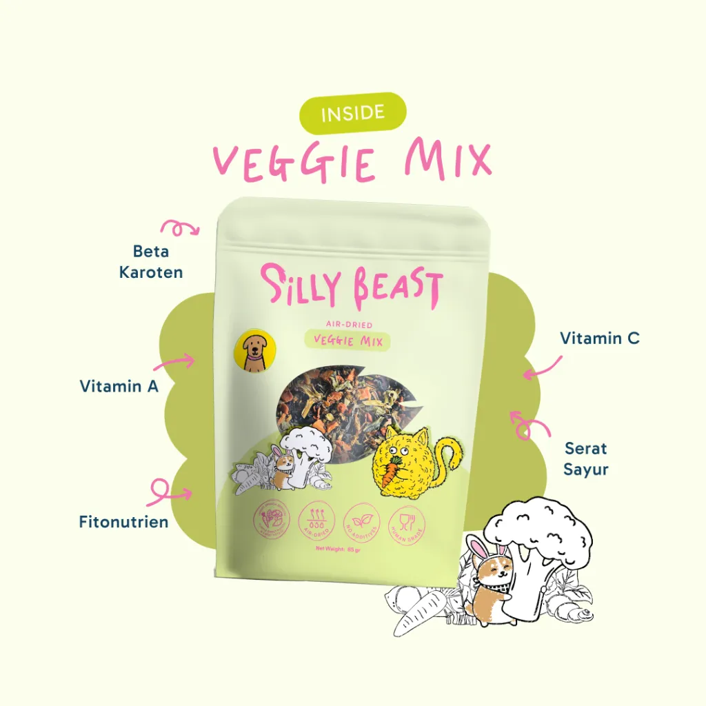 SILLY BEAST Veggie Mix | Snack Anjing: Sayuran Kering Air-dried (85 gr ...