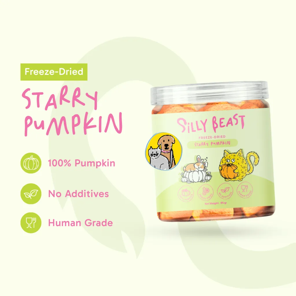 SILLY BEAST Starry Pumpkin | Snack Anjing Kucing: Labu Freeze-dried (85 ...
